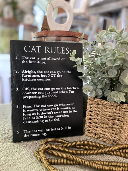 CS-9376 - Cat Rules Sign – Collins Painting & Design